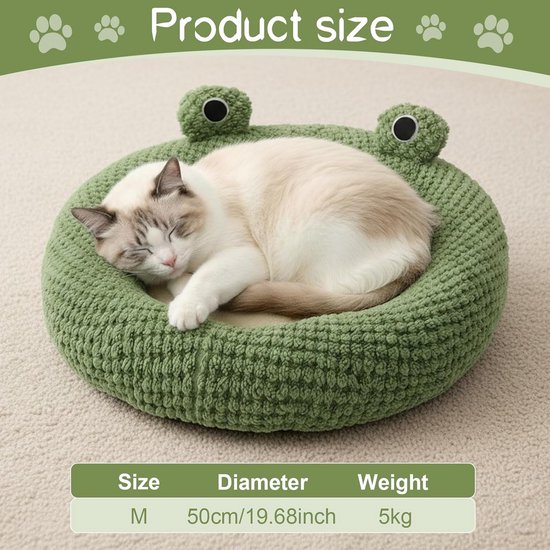 Rond Kattenbed & Hondenmand Groen 50 cm - Antislip & Wasbaar Pluche ...