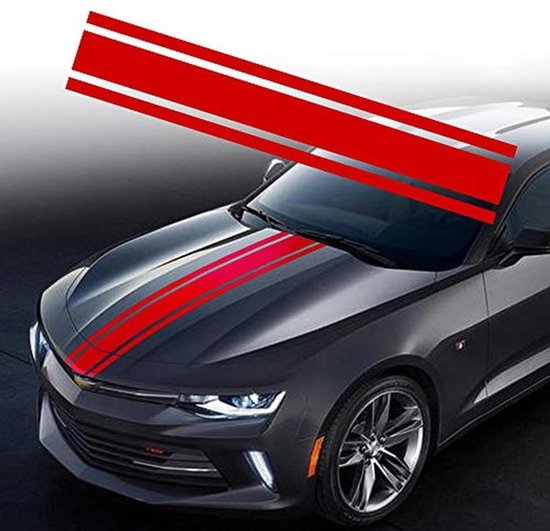 Auto Hood Sticker 49"x8,7" - Racing Body Side Stripe Vinyl Decal | bol