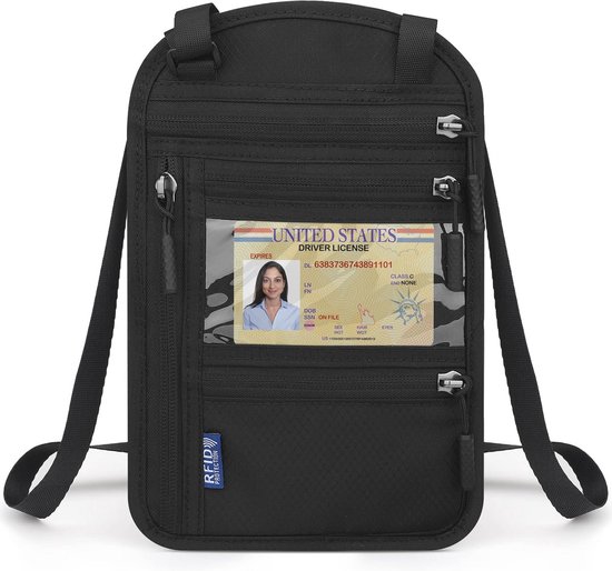 Unisex Borsttas voor Reisdocumenten en Smartphone - RFID Veiligheidszak ...