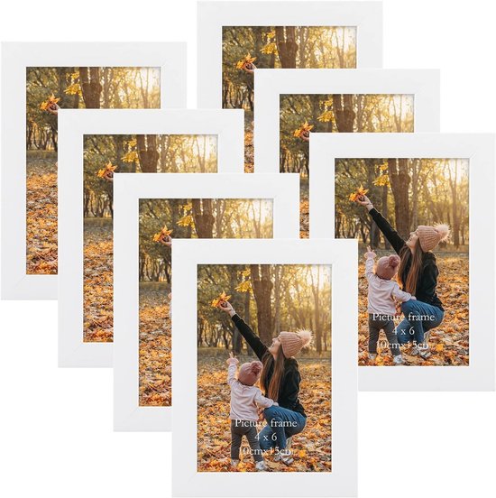 Set van 7 witte fotolijsten 10x15 cm - Collageset met echt glas voor ...