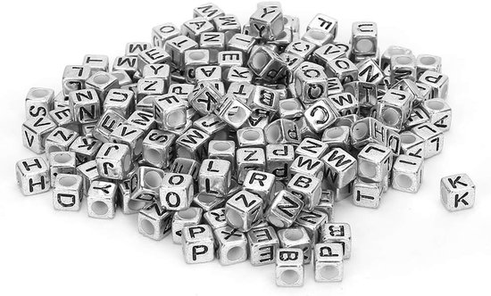 500 Pcs 6mm Vierkante Acrylaat Alphabet Letter Kralen A tot Z - Patroon ...
