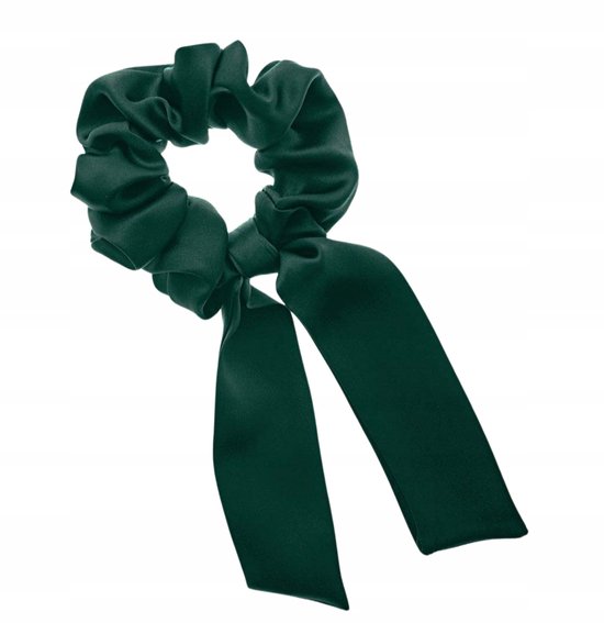Zijden Scrunchie Haarband met Lint - Flesgroen - 100% Zijde | bol