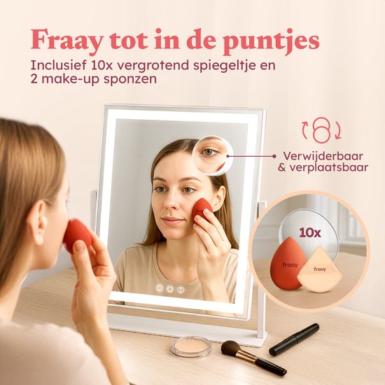 Fraay Hollywood Spiegel 41x30CM - met Beauty Blenders - LED Strip - 10x ...
