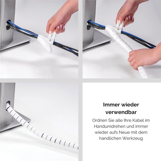Kabelritssluiting 2 meter | Kabelbuis | Kabelmanagementhoes - wit | bol