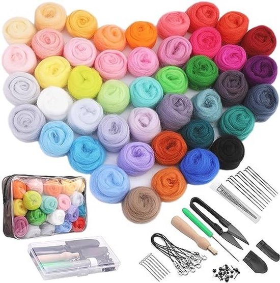Complete naaldviltset met 45 kleuren - Starterset voor naaldvilten en ...