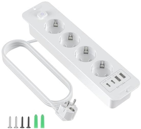 Tafelstopcontact met USB-C PD20W, 4-voudig inbouwstopcontact voor ...