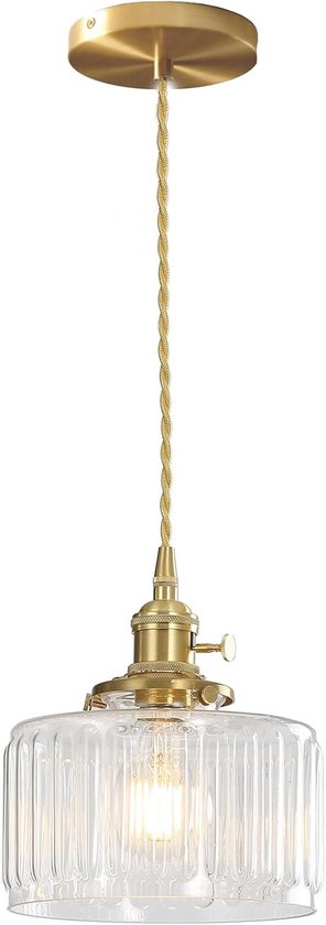 Moderne glazen hanglamp met gouden fitting voor keuken, eetkamer en ...