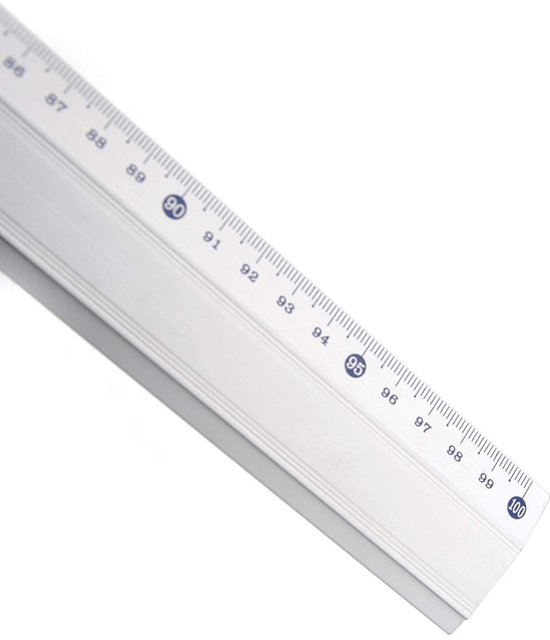 Aluminium liniaal 1 m - Gegraveerde schaalverdeling en antislipstrip ...
