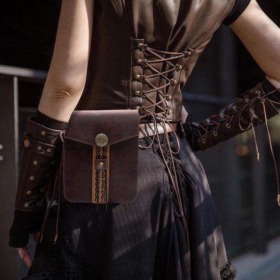 Middeleeuwse heuptas van kunstleer in bruin voor dames en heren ...