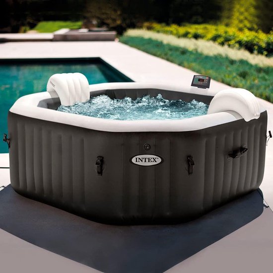Luxe Opblaasbare Jacuzzi 201×201×71 cm – 4 Personen Bubbelbad met 124 ...