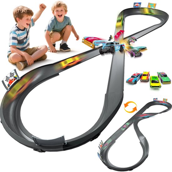 Fubzz Crash Racers Racebaan - Elektrische Race Track Set - Oplaadbare ...