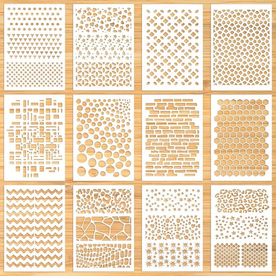 Herbruikbare Sjablonen voor Schilderen en Scrapbooking - 12 Stuks | bol