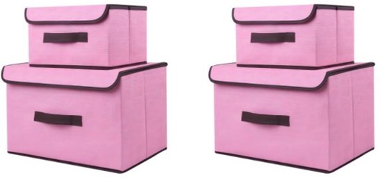 Opvouwbare opbergdozen met deksel - 4-pack - Opbergdozen van stof ...