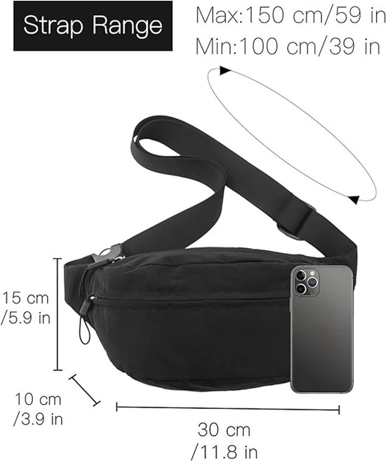 Heuptas- unisex- groot formaat- outdoor - voor reizen in de stad ...