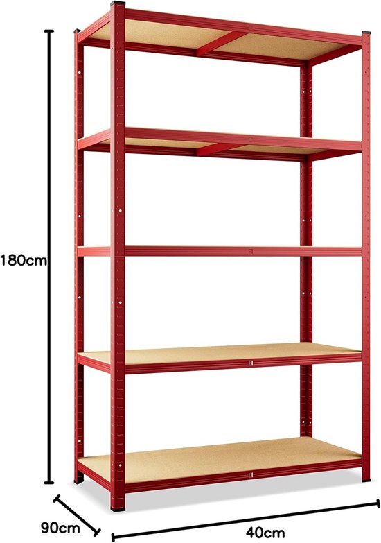 Stevig rek voor zware lasten 180 x 90 x 40 cm tot 875 kg 5 MDF-planken ...