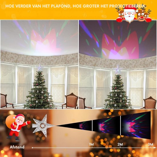 Kerstboom Ster Met 3D Projector Licht Kerstboom Decoratie Kleurvolle ...