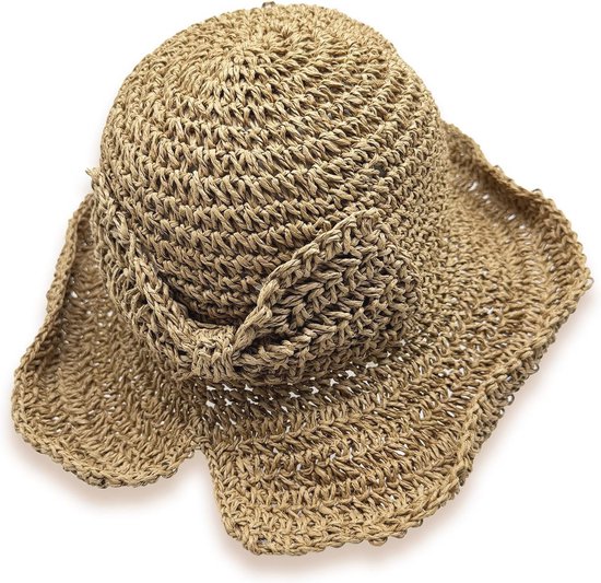 Strohoed voor dames met floppy rand en UV-bescherming – Perfect voor ...