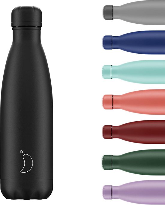 RVS Waterfles | Herbruikbaar en Lekvrij | Foggy Zwart | 500ml | bol
