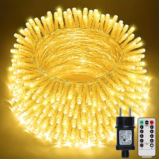 "Buiten en Binnen LED Sfeerverlichting 68m – 680 Warm Witte LEDs met 8 ...