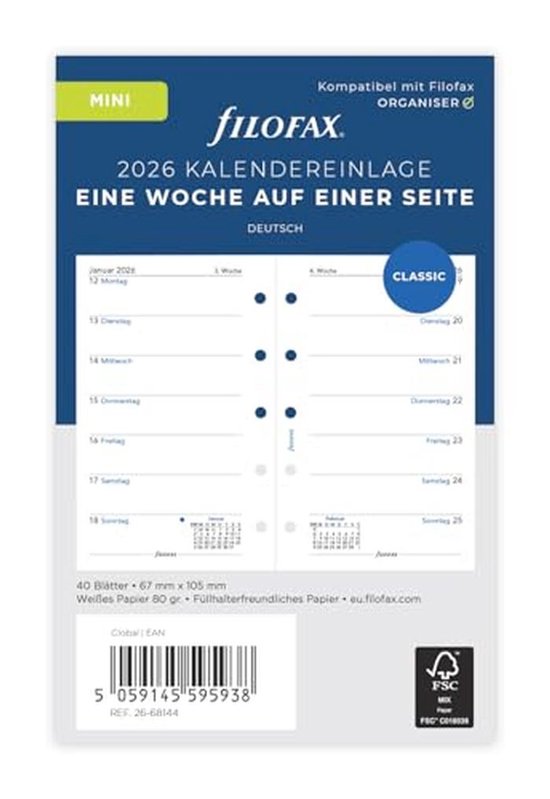 Kalender mini 1 week op één pagina (Duits) 2026 - Perfect voor jouw ...