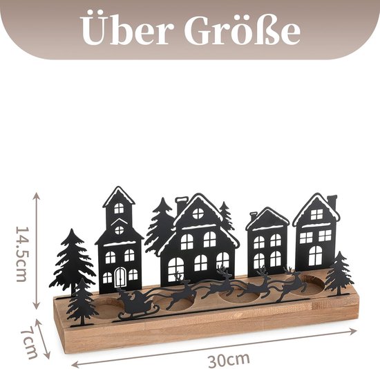 Advent Wreath Wood Tealight Holder - Elongated Advent Piece Candlestick ...