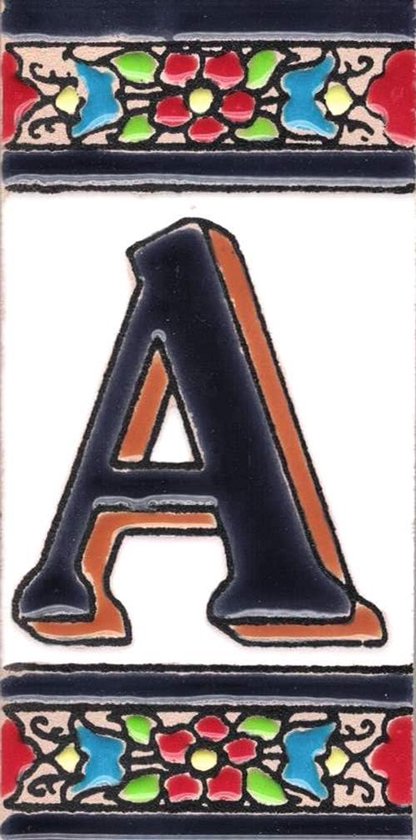 Handbeschilderd Huisnummer, Letter of Cijfer op Keramische Tegel met ...