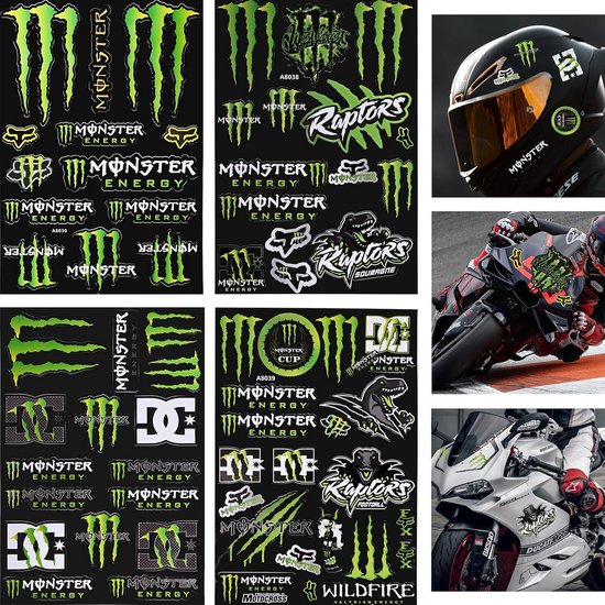 4 Stuks Waterdichte PVC Stickers voor Motor, Scooter en Helm Decoratie ...