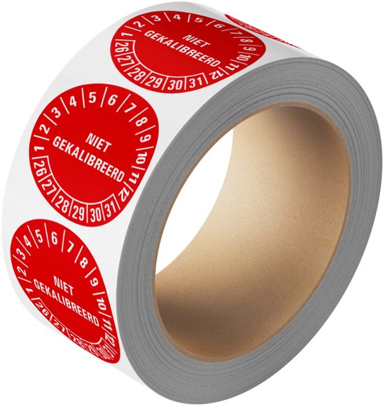 Niet gekalibreerd keuringssticker 26-31 - rood - 25 meter op rol 30 mm ...