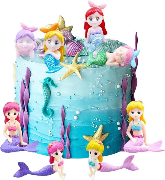 8 Stuks Zeemeermin Taart Toppers - Decoratie Set voor Kinderen ...