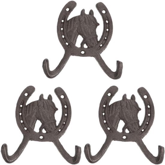 3 stuks paardenkop hoefijzer wandhaken - Western stijl | bol