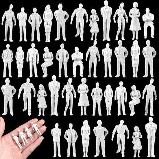 50pcs 1:50 schaal witte ongeverfde mini mensen figuren - miniatuur ...