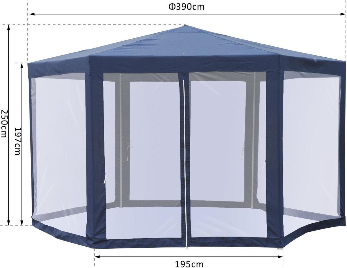 Nancy's Perris Tuinpaviljoen - Paviljoen - Partytent - 6-Hoekig - Blauw ...