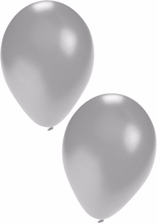 Bellatio Decorations Party ballonnen - zilver - 50x stuks - dia 27 cm ...