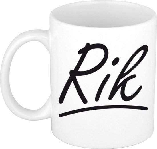 Rik naam cadeau mok / beker met sierlijke letters - Cadeau collega ...