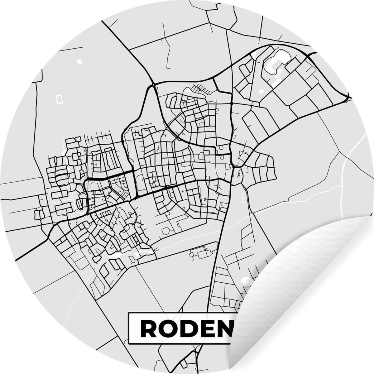 Wallpaper Circle - City Map - Rouge - Grijs - Wit - 50x50 cm - Wall ...