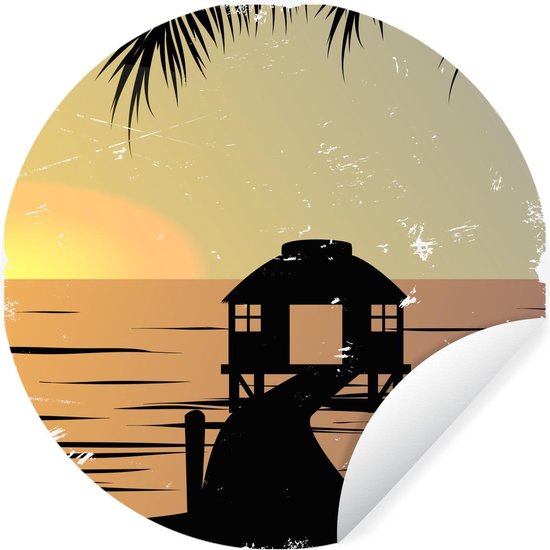 WallCircle - Muurstickers - Behangcirkel - Hut - Pier - Zee - Tekening ...