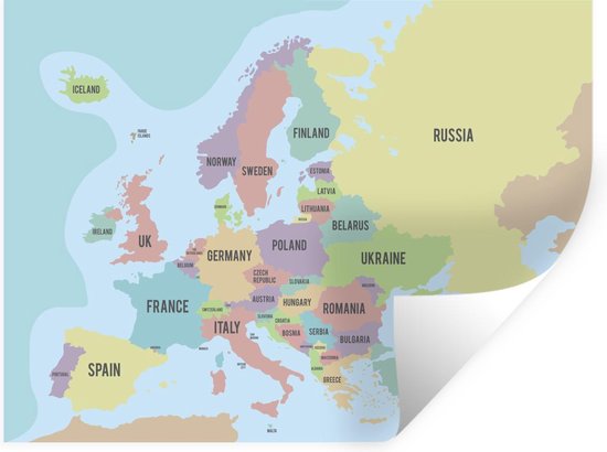 Muurstickers - Kaart - Europa - Letters - 120x90 cm - Plakfolie | bol.com