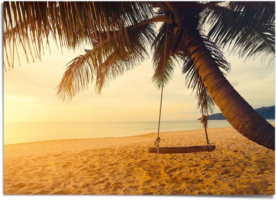 XXL Poster Strand Schommel op een palmenstrand 100x140 cm - Reinders ...