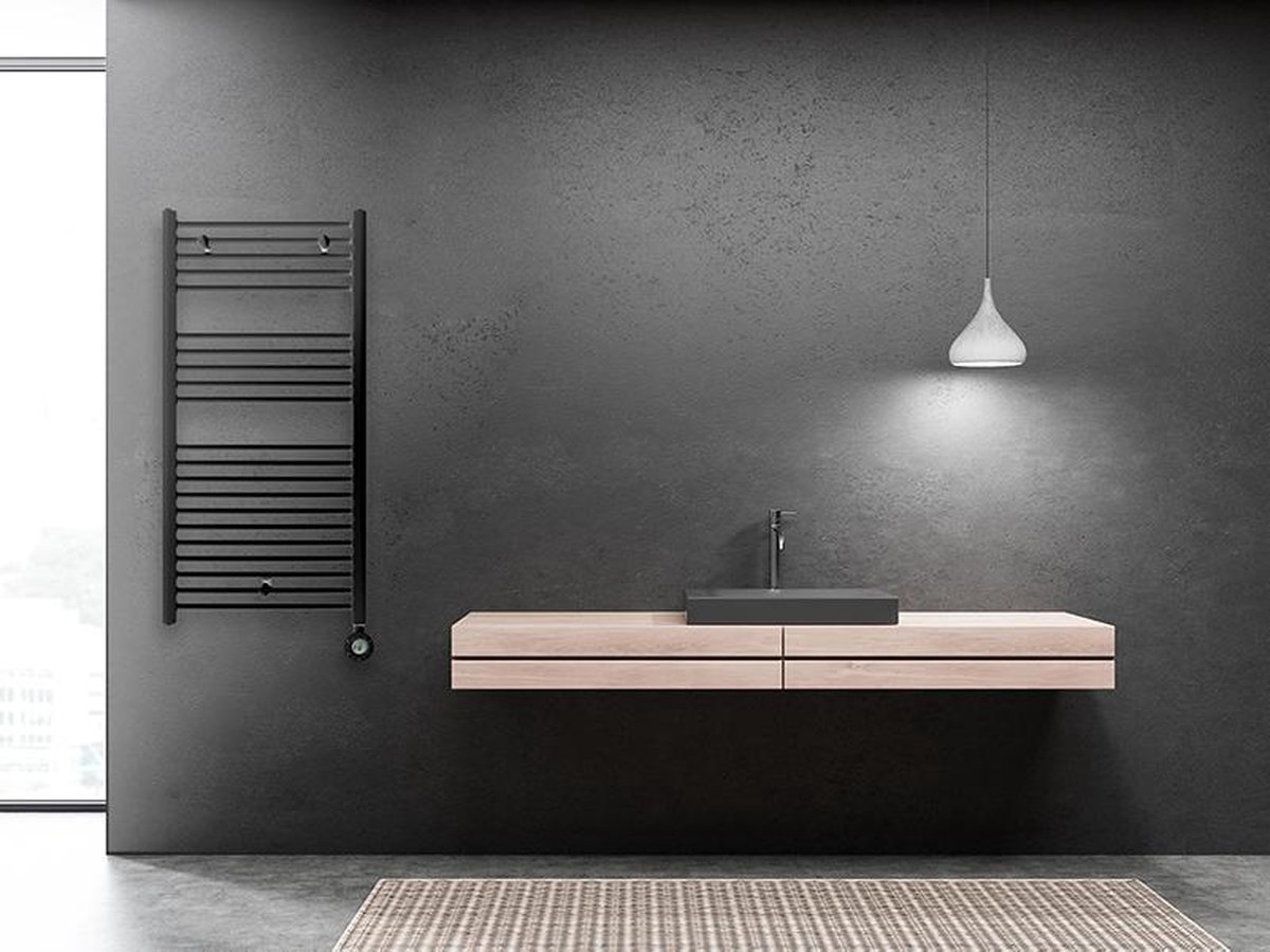 Badkamer radiator mat zwart - 600 x 1475 mm - 1000 Watt - elektrisch ...