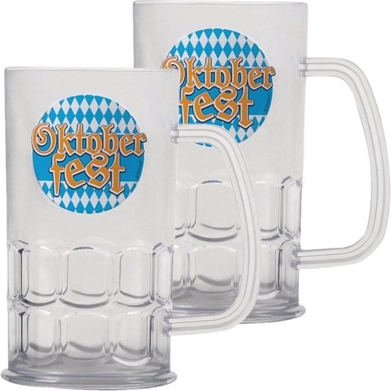 Set van 30x stuks bierfeest/Oktoberfest bierpul/bierglas plastic 400 ml - Plastic... | bol.com