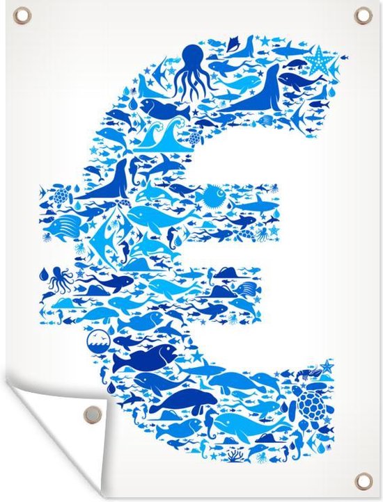 Muurdecoratie buiten Zeedieren - Design - Euroteken - 120x160 cm ...