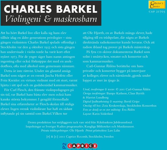 Charles Barkel - Violingeni & Maskrosbarn (4 CD), Charles Barkel ...