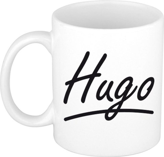 Hugo Naam koffiemok - beker - met sierlijke letters - wit - cadeau ...