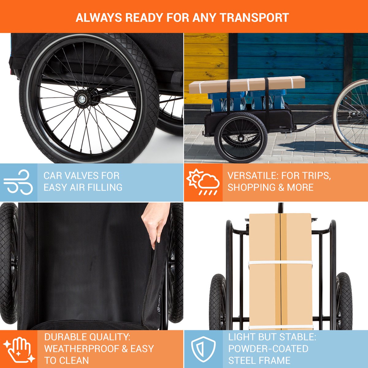 Cargo Bull aanhangwagen 40kg/50ltr fietsaanhanger handwagen zwart | bol.com