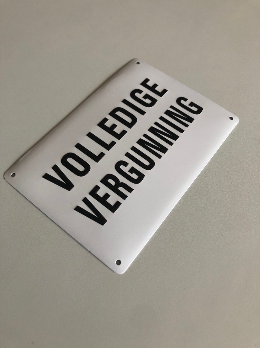 Volledige Vergunning bordje / 14,5 x 10 cm / Blikken Horeca bordje ...