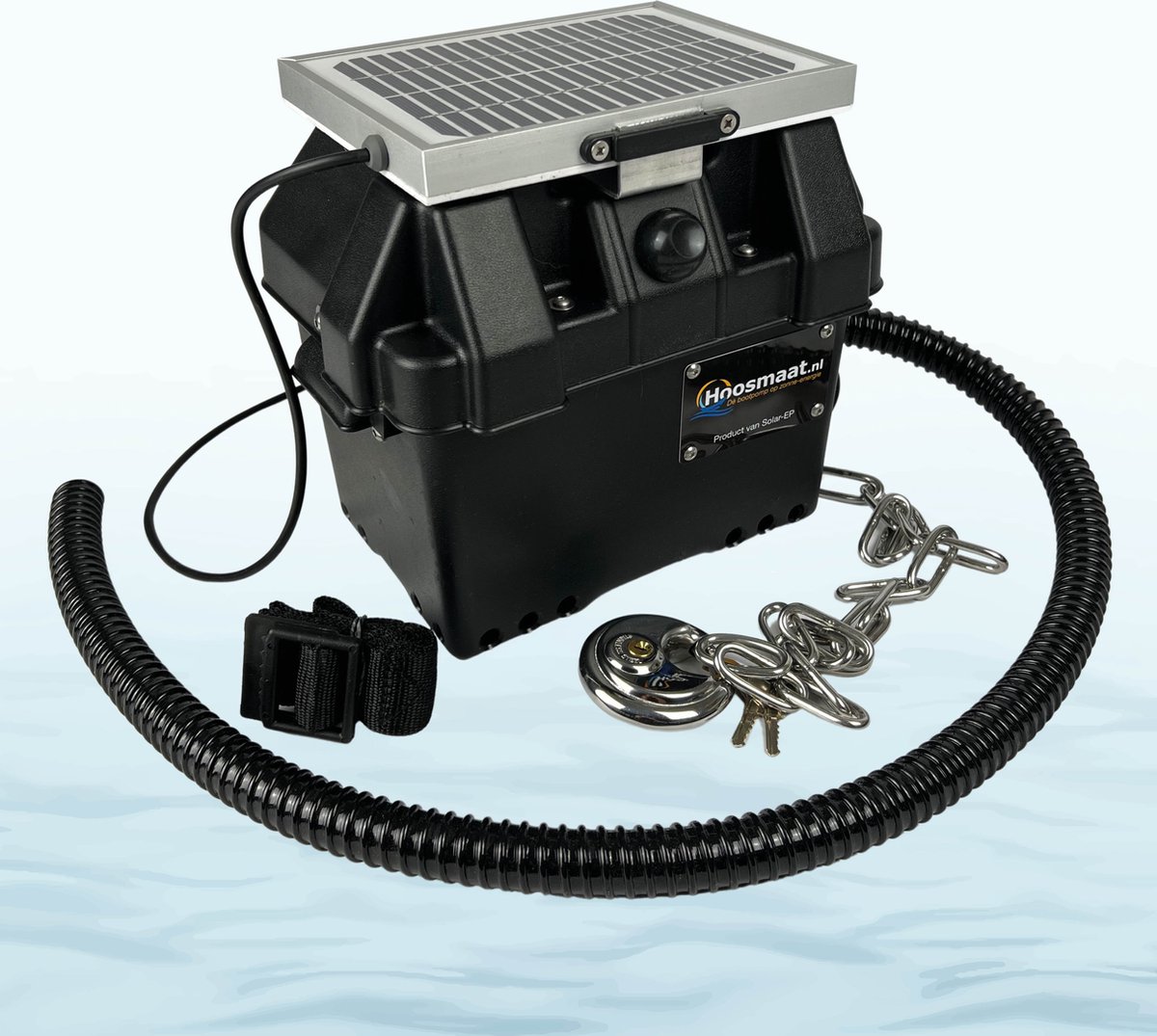 Hoosmaat V2+ : automatische bilgepomp / lenspomp op zonne-energie met ...