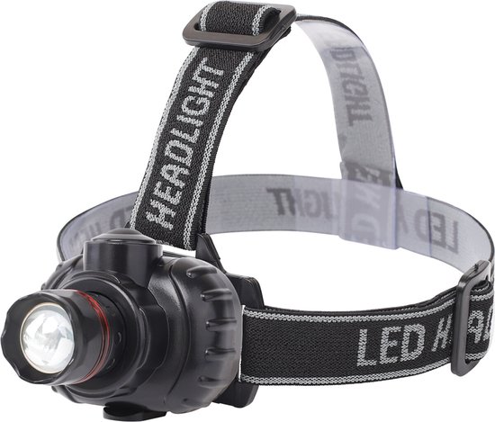 LED Hoofdlamp - Waterdicht - 50 Meter - Kantelbaar - 1 LED - 1.8W - Zwart | Vervangt 12W | bol.com