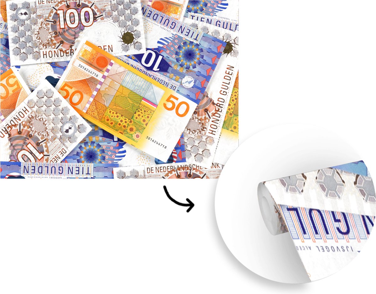 Behang - Fotobehang Een stapel Nederlands briefgeld van het gulden ...