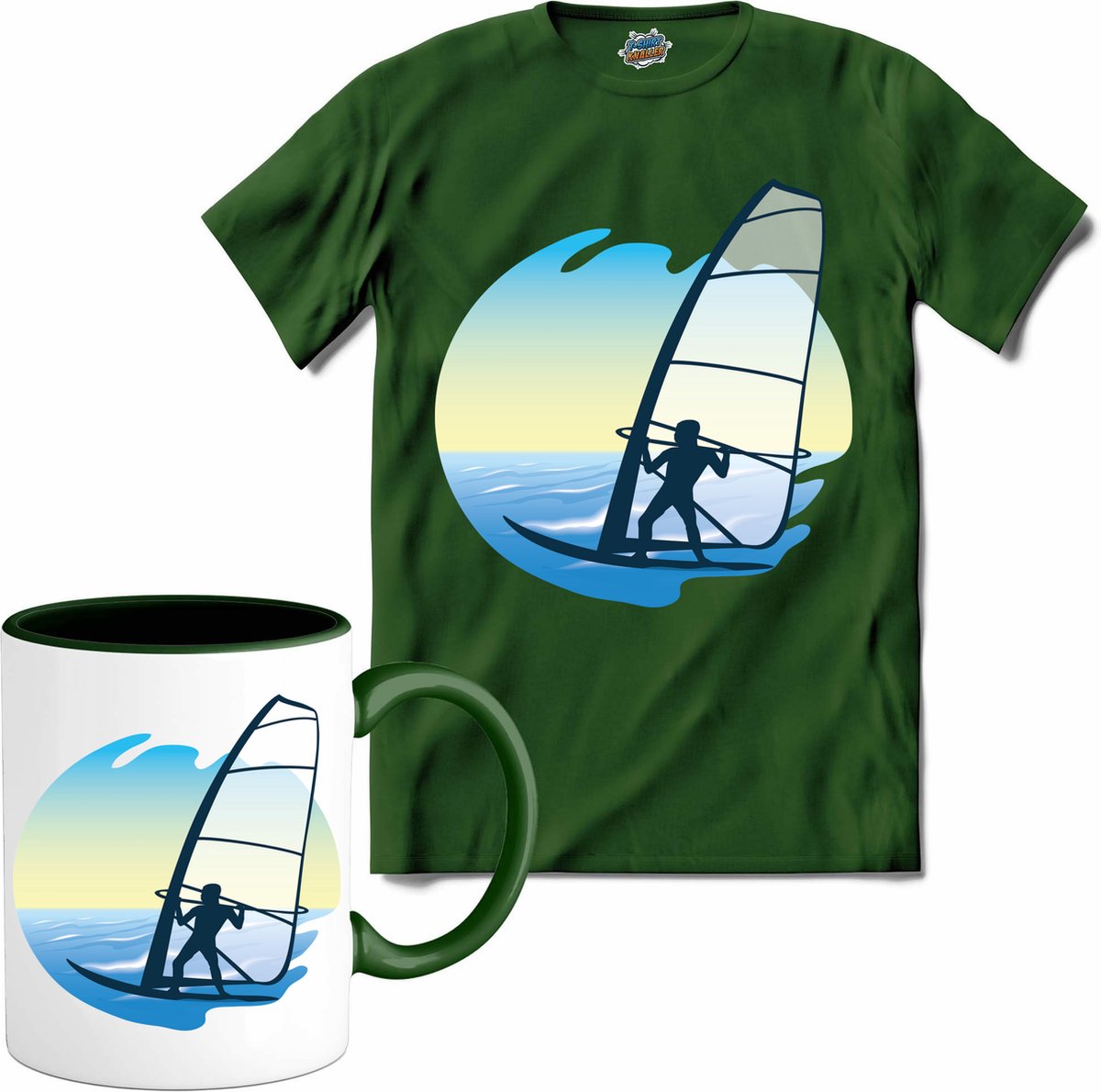 Windzeilen Met Zeiler | Wind zeilen - Boot - Zeilboot - T-Shirt met mok ...