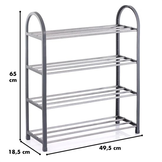 Ruimtebesparend Schoenenrek – 3 pack - Grijs / Chroom – 4 Laags – Voor ...
